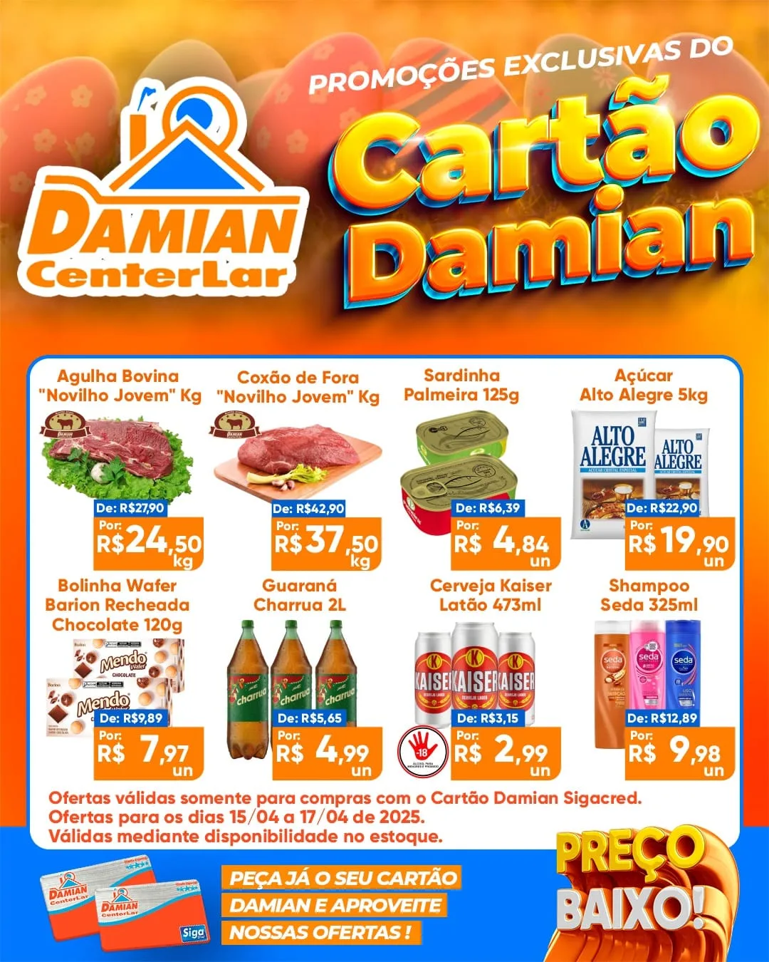 Ofertas do Damian Center Lar. Válidas de 15 a 17 de abril